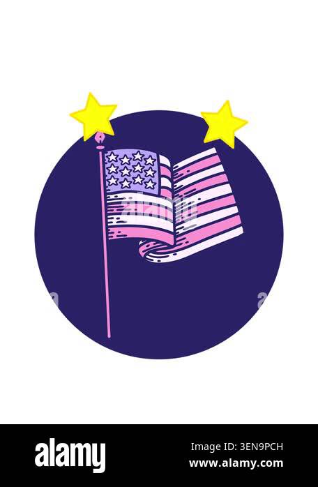 spinning stars animation of tattoo style image of the american flag ...