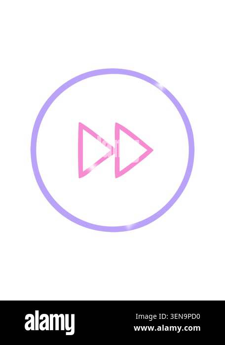 glitter effect animation of line drawing cartoon of a fast forward ...