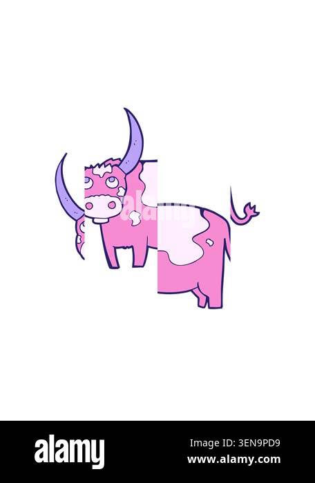splitting motion animation of cartoon cow illustration Stock Video ...