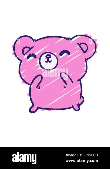 pixelize effect animation of Bear Chalk Drawing cartoon Stock Video ...