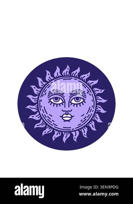 stretching up animation of traditional sun face Stock Video Footage - Alamy