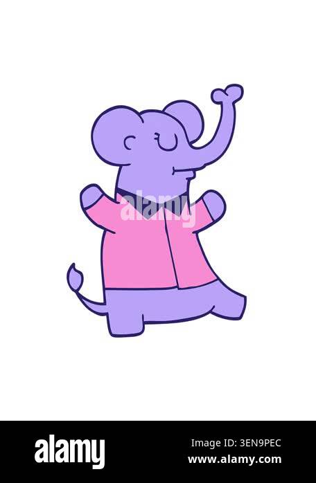 vibrating motion animation of cartoon doodle elephant wearing shirt ...