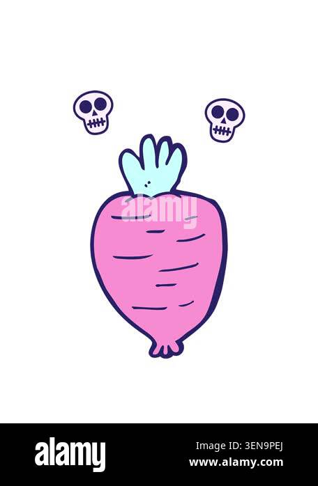 spinning skulls animation of cartoon of root vegetable Stock Video ...