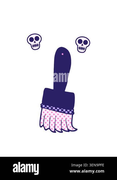 spinning skulls animation of cartoon paint brush doodle Stock Video ...