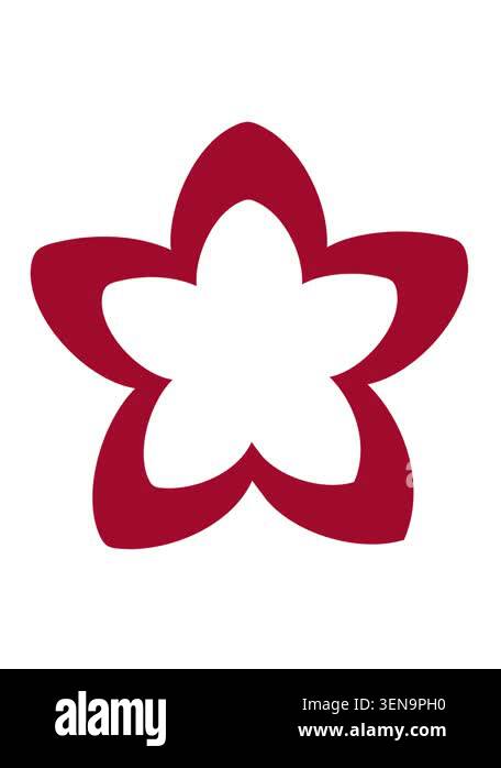 jiggle motion animation of traditional japanese single floral design ...