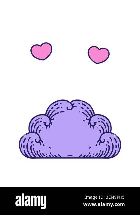 spinning hearts animation of tattoo in traditional style of a cloud ...