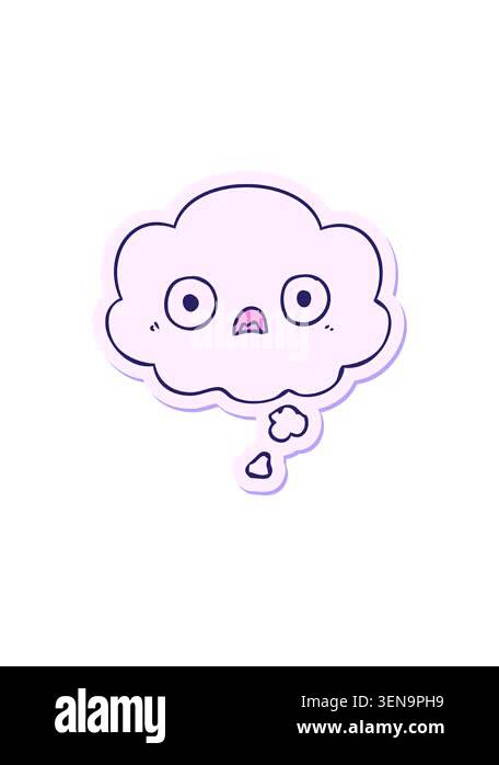 radioactive glowing animation of cute cartoon face with thought bubble ...
