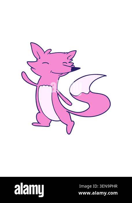 radioactive glowing animation of cartoon happy fox Stock Video Footage ...