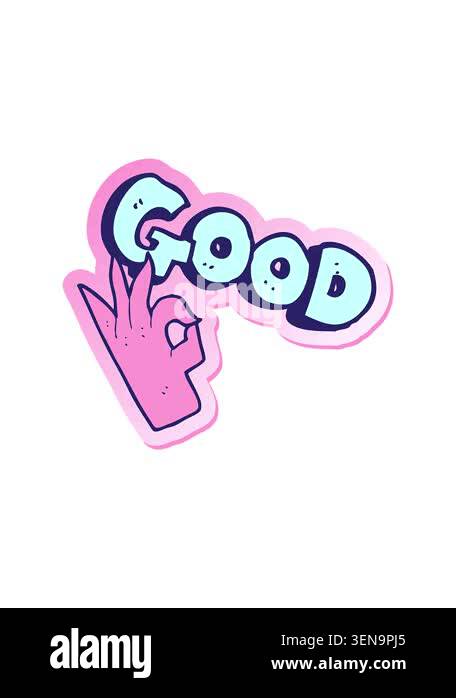 spinning motion animation of sticker of a cartoon good sign Stock Video ...