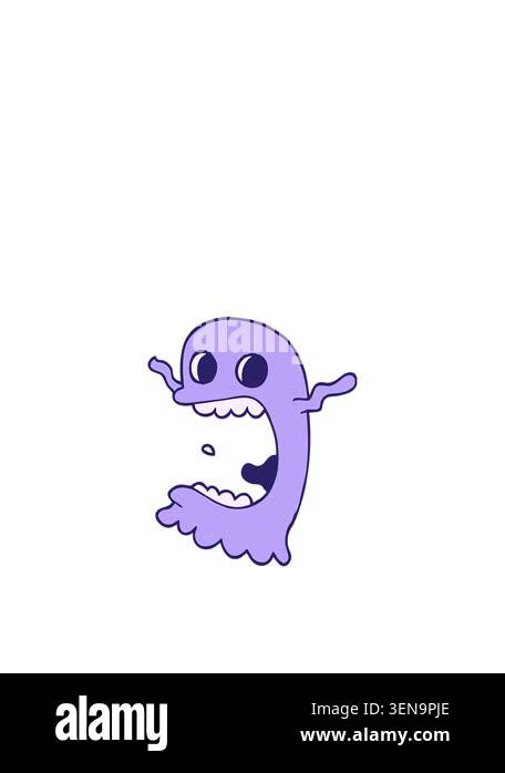 jumping motion animation of cartoon doodle spooky ghost Stock Video ...