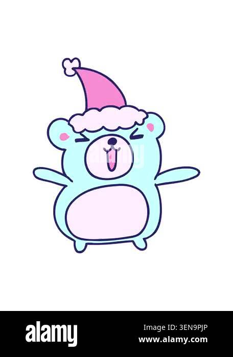 shivering motion animation of hand drawn christmas cartoon of a bear ...