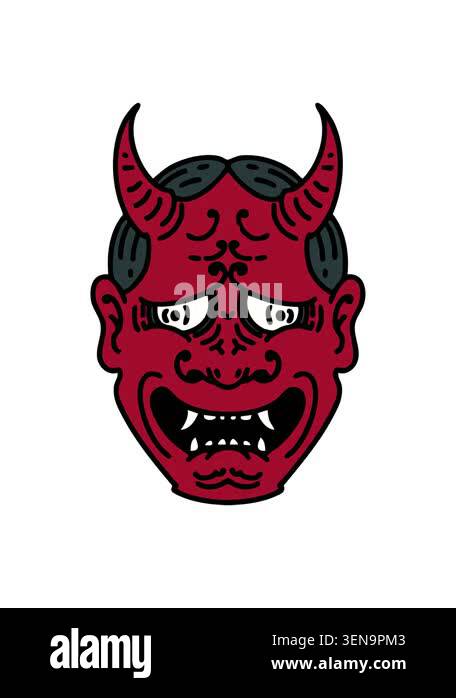 bobbing motion animation of japanese theatre kabuki oni mask Stock ...