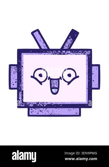 jiggle and pause animation of retro grunge texture cartoon of a robot ...