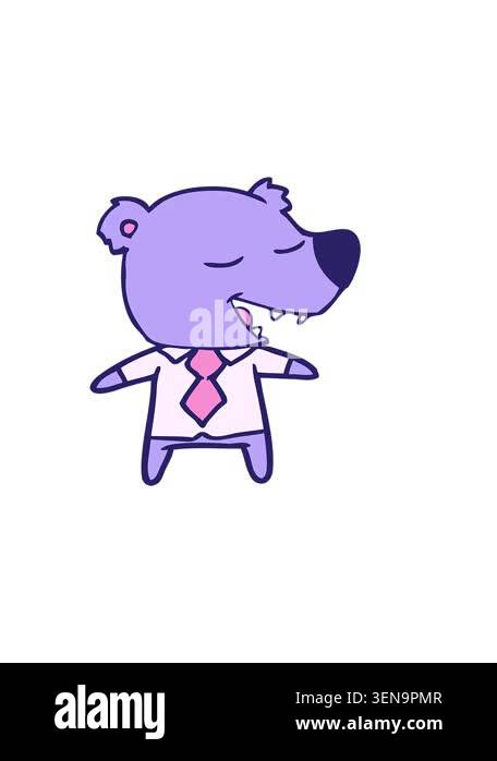 horizontally vibrating animation of cartoon bear wearing shirt and tie ...