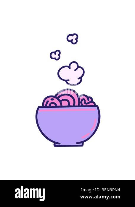 jiggle motion animation of some hot noodles in a simple bowl Stock ...