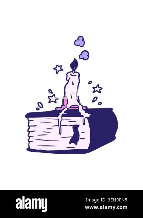 pixelize effect animation of cartoon spooky spellbook with dribbling ...