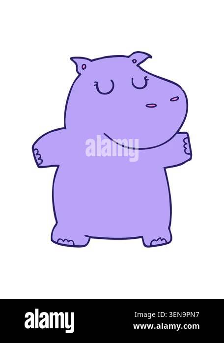 pixelize effect animation of cartoon drawing of a hippo Stock Video ...