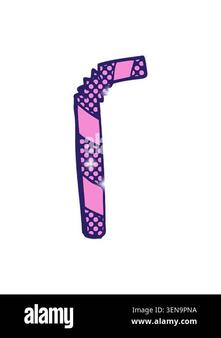 glitter effect animation of cartoon doodle striped straw Stock Video ...