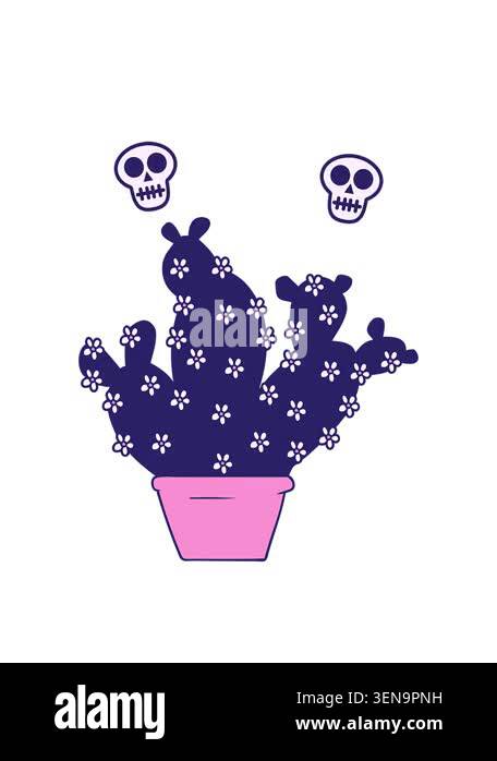 spinning skulls animation of cartoon potted cactus Stock Video Footage ...