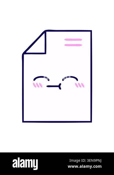 neon light effect animation of cute cartoon of sheet of paper Stock ...