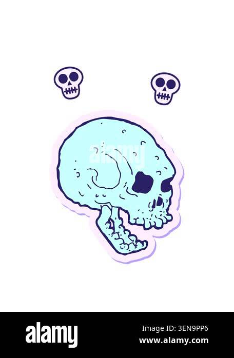 spinning skulls animation of sticker of a cartoon spooky skull Stock ...