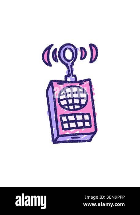 popping motion animation of Walkie Talkie Chalk Drawing Stock Video ...