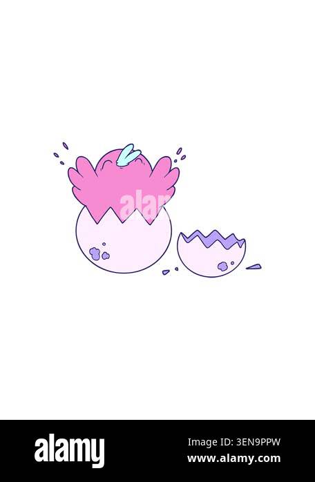 radioactive glowing animation of cartoon chick hatching from egg Stock ...