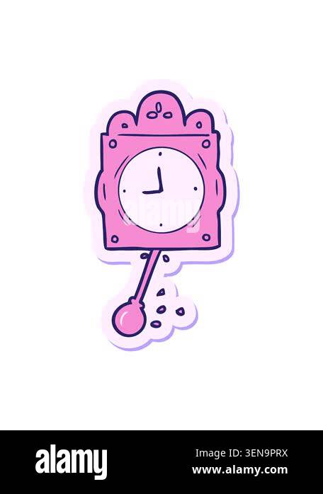jiggle and pause animation of sticker of a cartoon ticking clock Stock ...