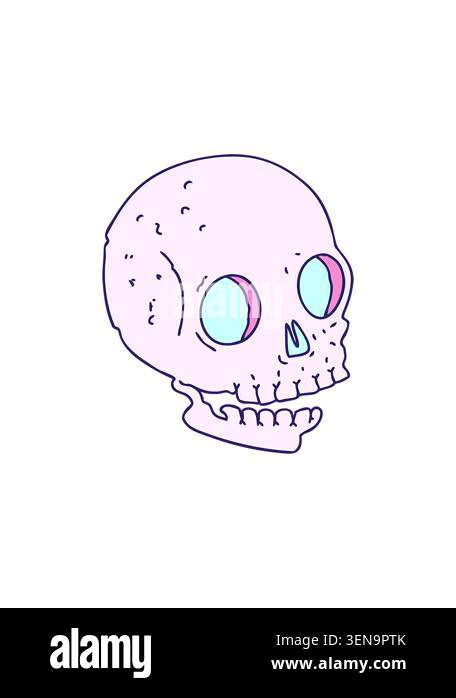 splitting effect animation of cartoon of a human skull Stock Video ...