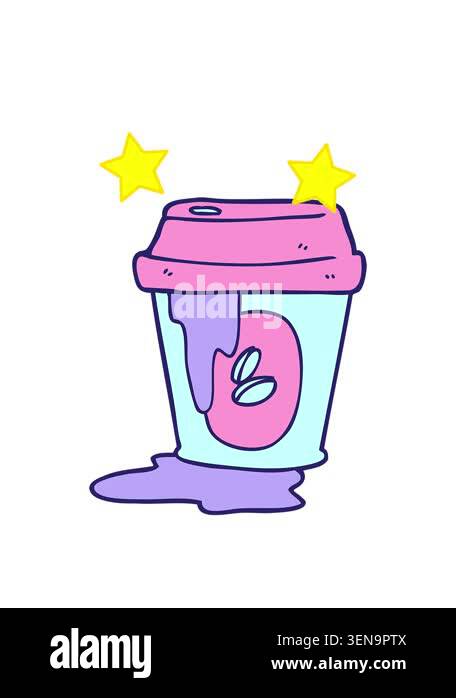 spinning stars animation of messy coffee cup cartoon Stock Video ...