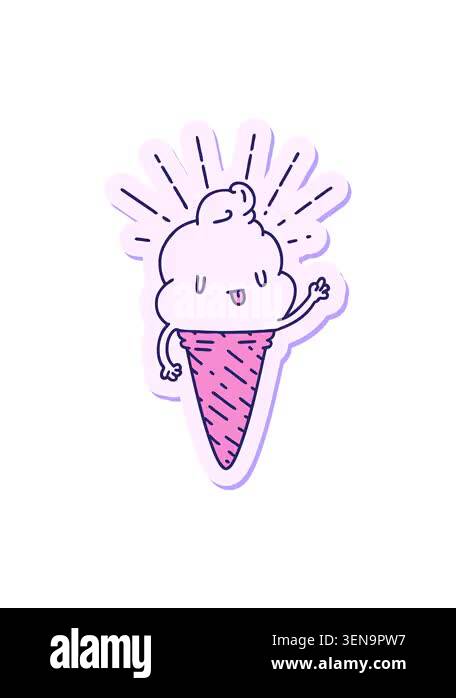 pixelize effect animation of sticker of a tattoo style ice cream ...
