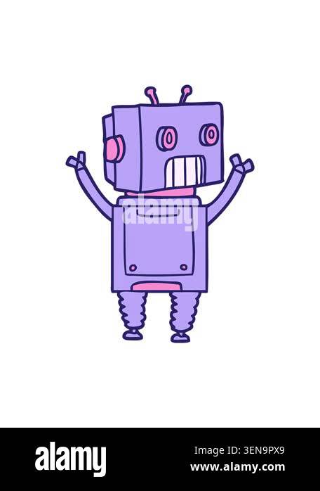 shaking motion animation of a cartoon robot doodle Stock Video Footage ...