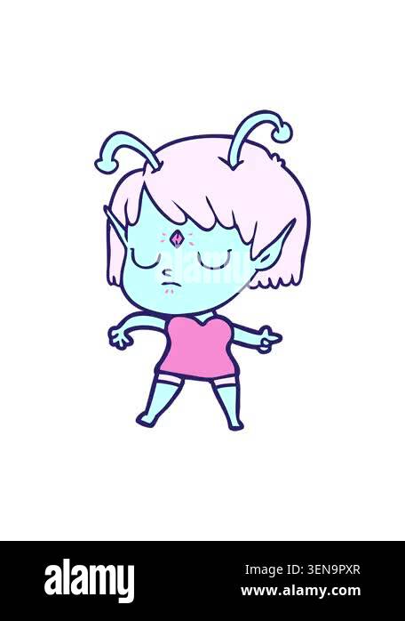 pixelize effect animation of drawing of an alien girl Stock Video ...