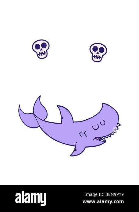 spinning skulls animation of cartoon shark Stock Video Footage - Alamy