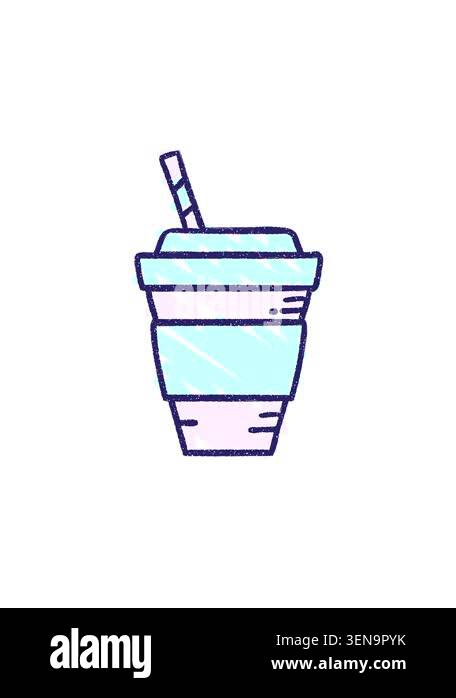 attention grabbing animation of Iced Coffee Chalk Drawing Stock Video ...