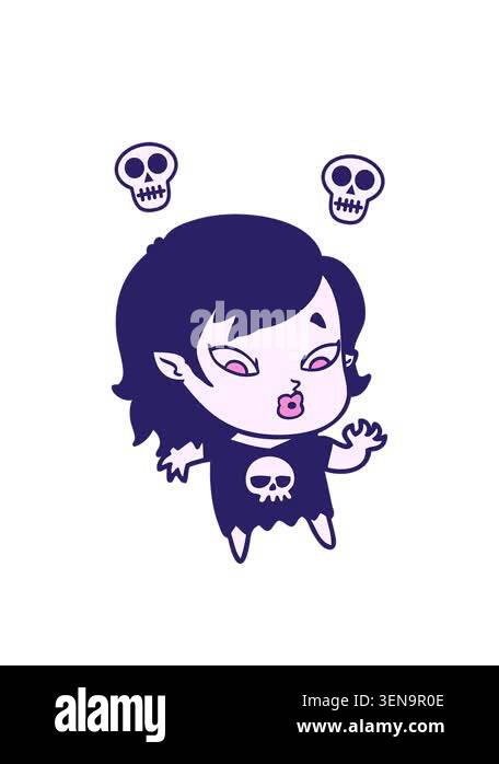 spinning skulls animation of cute cartoon vampire girl Stock Video ...
