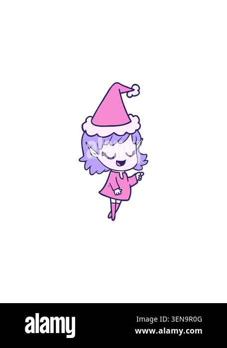 splitting effect animation of happy hand drawn line drawing of a elf ...