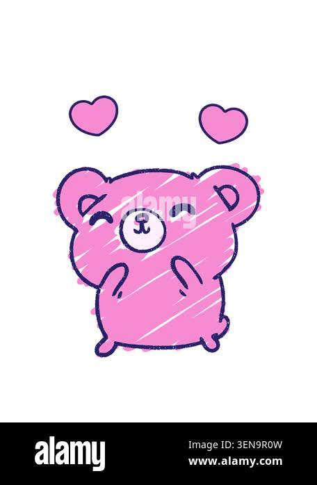 spinning hearts animation of Bear Chalk Drawing cartoon Stock Video ...