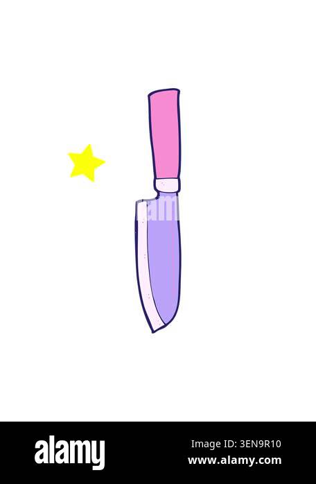 twinkling stars effect animation of cartoon kitchen knife Stock Video ...