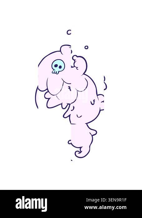 splitting motion animation of a cute cartoon ghost girl Stock Video ...