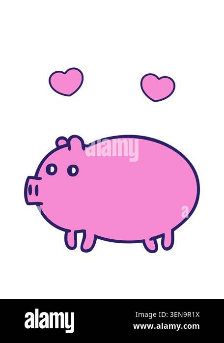spinning hearts animation of gradient shaded cartoon of a fat pig Stock ...