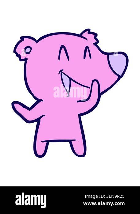 neon light effect animation of laughing bear cartoon Stock Video ...
