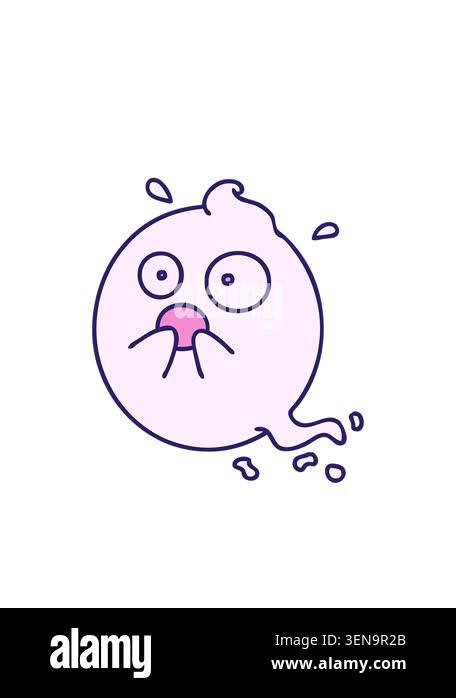 blinking radial lines animation of cartoon of a cute frightened ghost ...