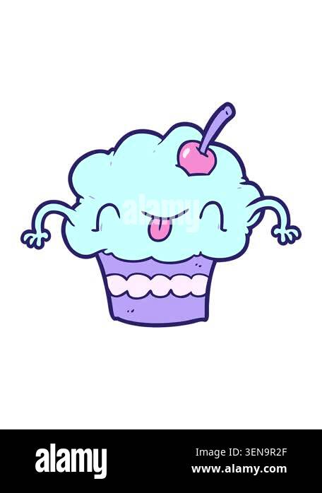 bob and pause animation of funny cartoon cupcake design Stock Video ...