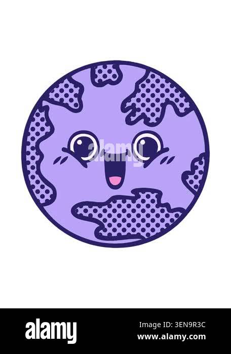 jiggle and pause animation of comic book style cartoon of a planet ...