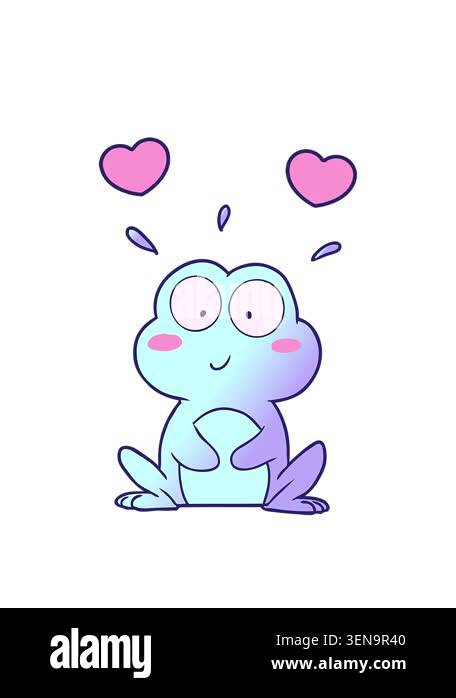 spinning hearts animation of cute cartoon frog doodle Stock Video ...