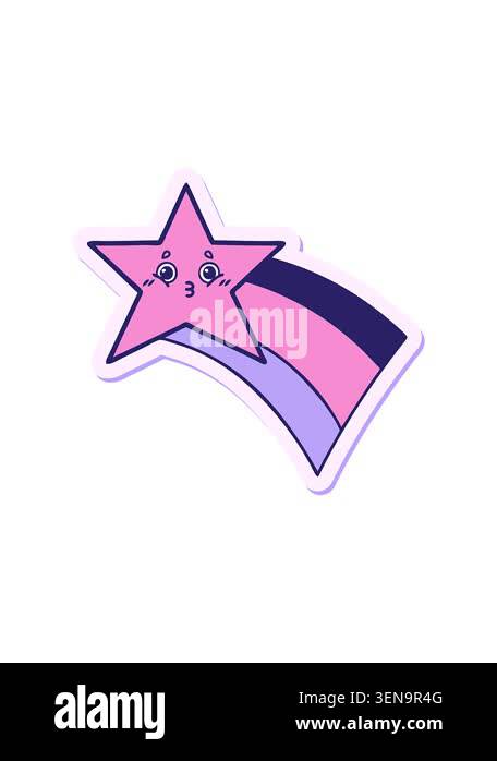 attention grabbing animation of sticker cute cartoon shooting rainbow ...