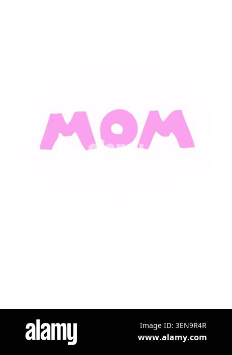 neon light effect animation of cartoon word mom with thought bubble in ...