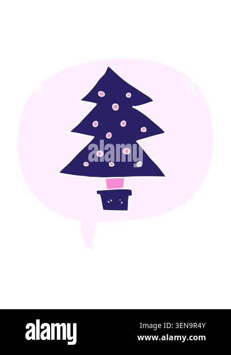 bobbing motion animation of cartoon christmas tree with speech bubble ...