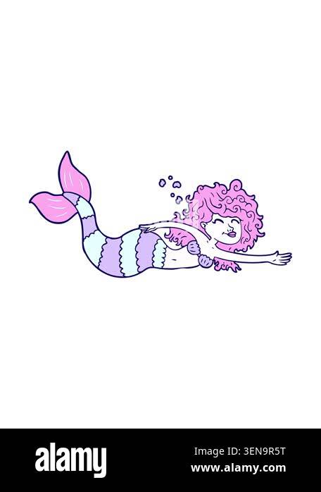 neon light effect animation of mermaid cartoon element Stock Video ...